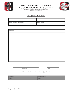 Fillable Online Suggestion Form - cloudfront.net Fax Email Print ...