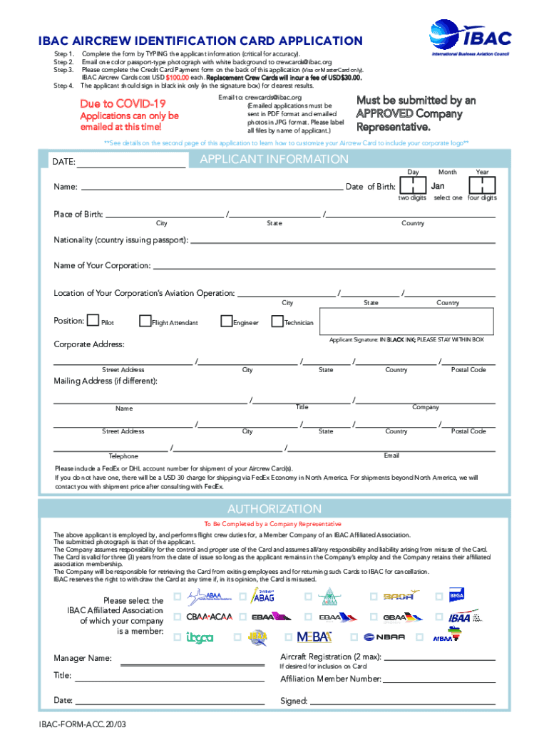 Fillable Online Aircrew Card FormFill Out and Use This PDF Fax Email ...