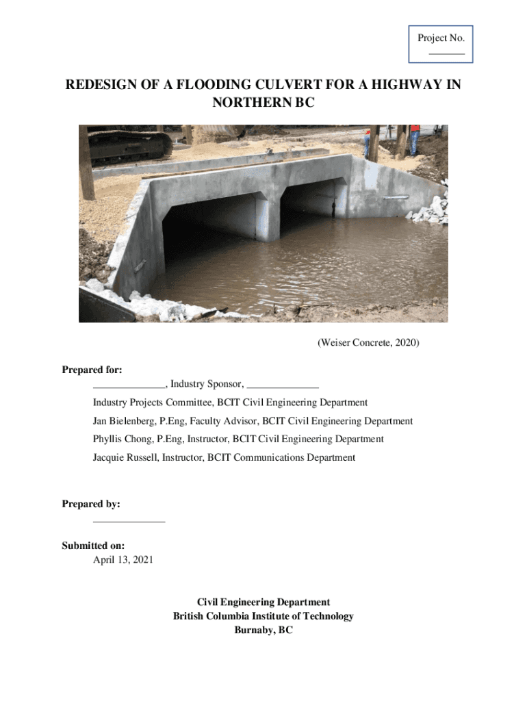 Fillable Online circuit bcit REDESIGN OF A FLOODING CULVERT FOR A ...