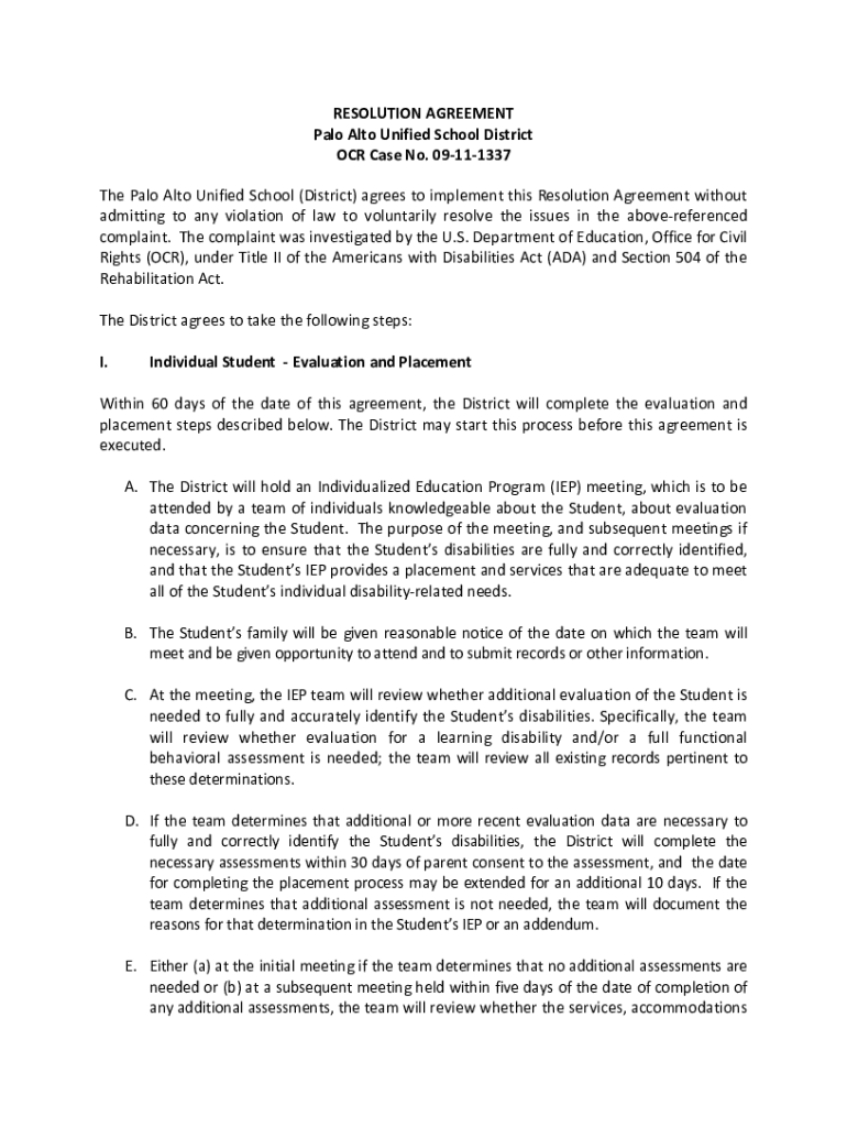 Fillable Online www2 ed U.S. Education Department Reaches Agreement with Palo Alto ... Fax Email ...