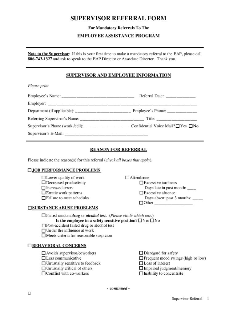 Fillable Online Supervisory Referral Process and Forms Fax Email Print - pdfFiller
