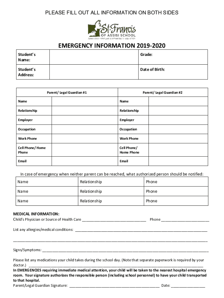 Fillable Online Primary Custodial Parent/Legal Guardian Information Fax Email Print - pdfFiller