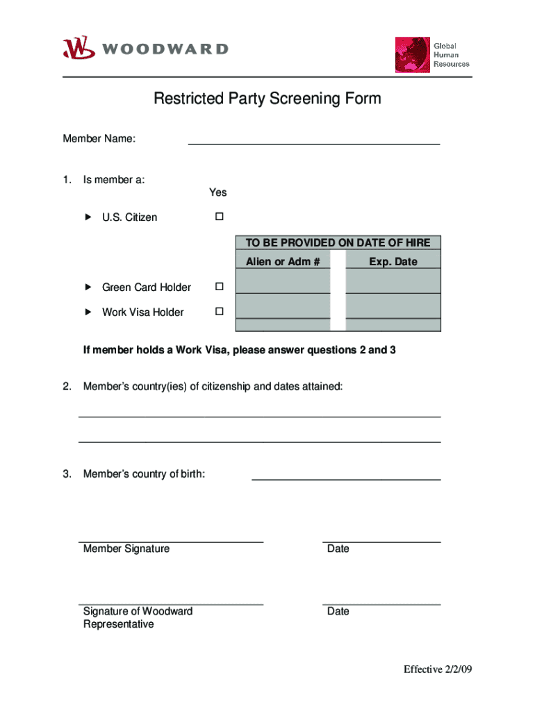 Fillable Online Denied Party Screening Form Fax Email Print - pdfFiller