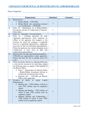 Fillable Online Checklist for Renewal of Registration of a Broker ...