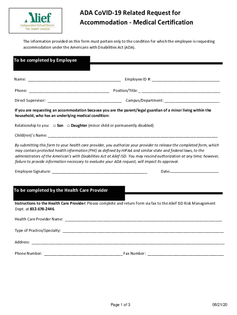 Fillable Online Request for ADA and Religious AccommodationsHR Fax ...