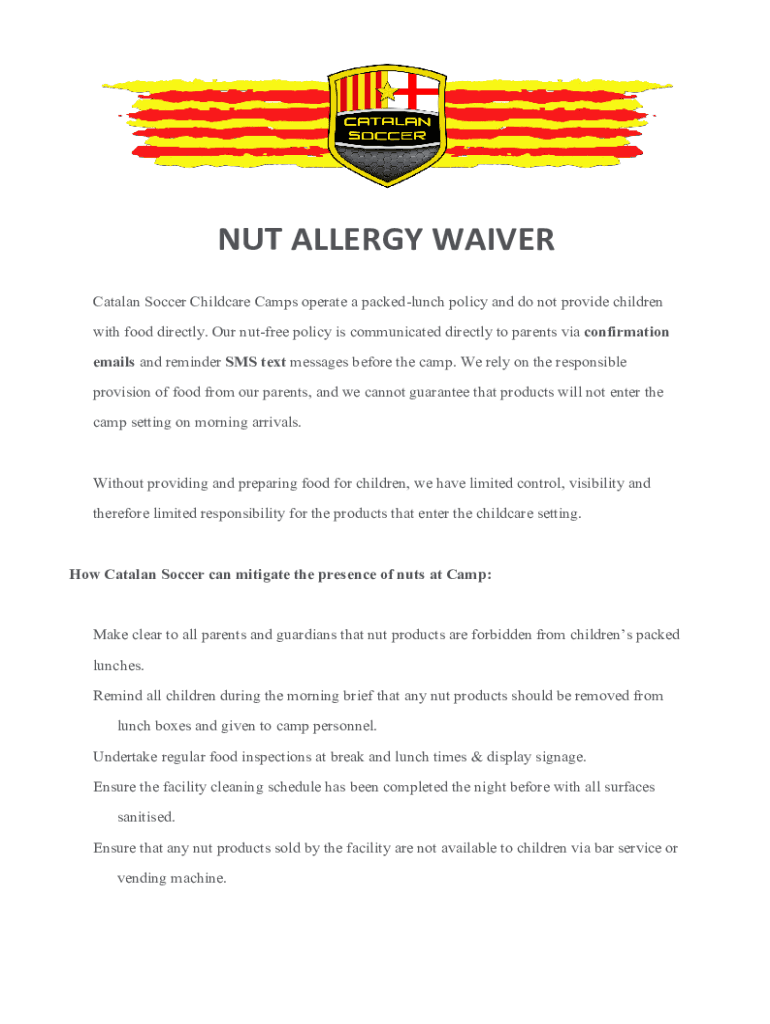 Fillable Online Nut-Free Classroom Policy Our aim is to provide a safe ...