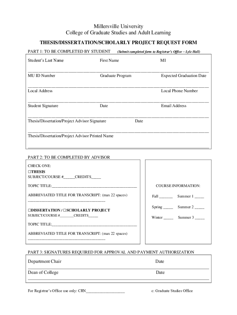 Fillable Online Dissertation/Scholarly Project Proposal Approval Form Fax Email Print - pdfFiller