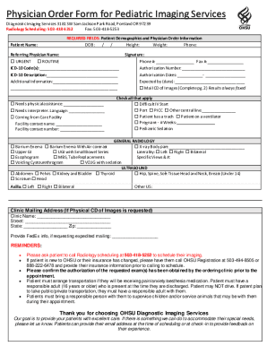 Fillable Online Physician Order Form for Pediatric Imaging Services Fax ...