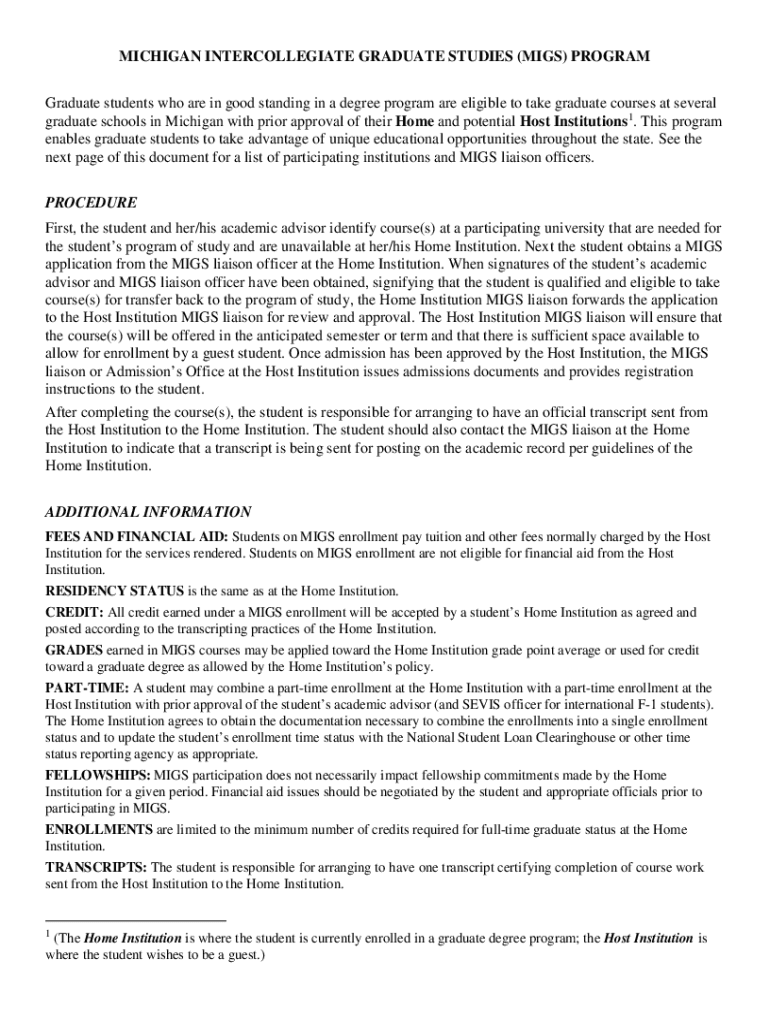 Fillable Online next page of this document for a list of participating institutions and MIGS ...