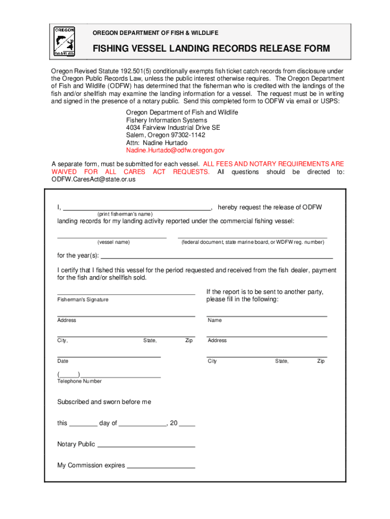 Fillable Online Oregon Department of Fish and Wildlife (MyODFW) ... Fax ...