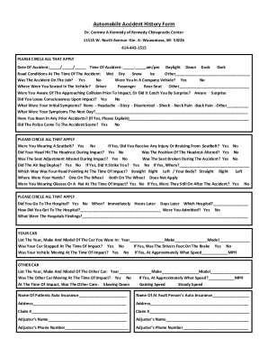 Fillable Online Automobile Accident History Form Fax Email Print ...