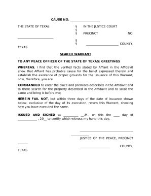 Arrest Warrant and Return (Justice Court Criminal Case) Doc Template ...