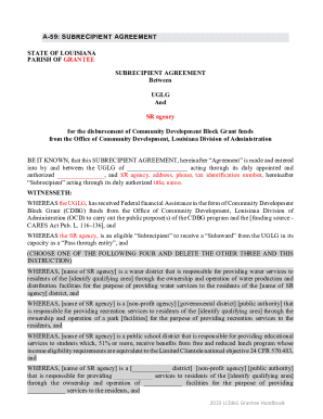 Fillable Online a-59: subrecipient agreement Fax Email Print - pdfFiller