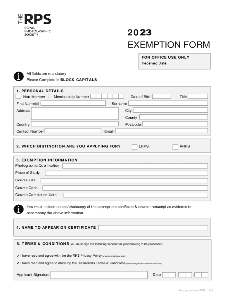 Fillable Online 2023 EXEMPTION FORM Fax Email Print - pdfFiller