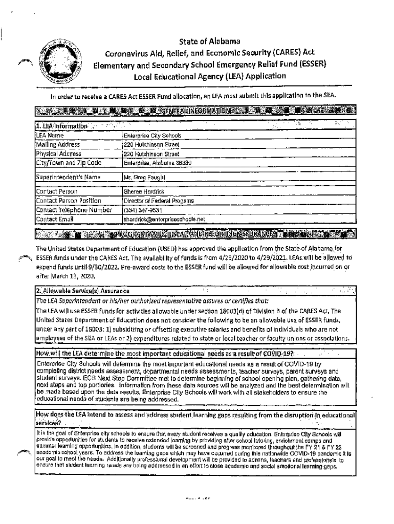 Fillable Online 1, LEA lnformation Fax Email Print - pdfFiller