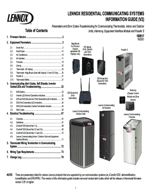 Fillable Online lennox residential communicating systems alert code ...