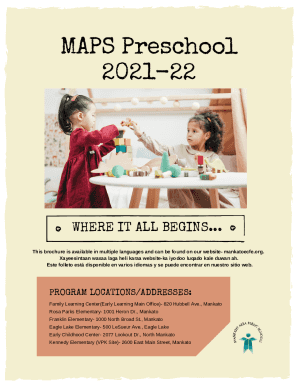 Fillable Online MAPS Center for Learning 3's 2 day Morning Preschool ...