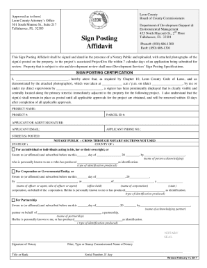 Fillable Online cms leoncountyfl Sign Posting Affidavit - Bob Crawford ...