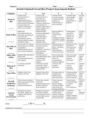 Fillable Online Serial Criminal Cereal Box Project Assessment Rubric ...