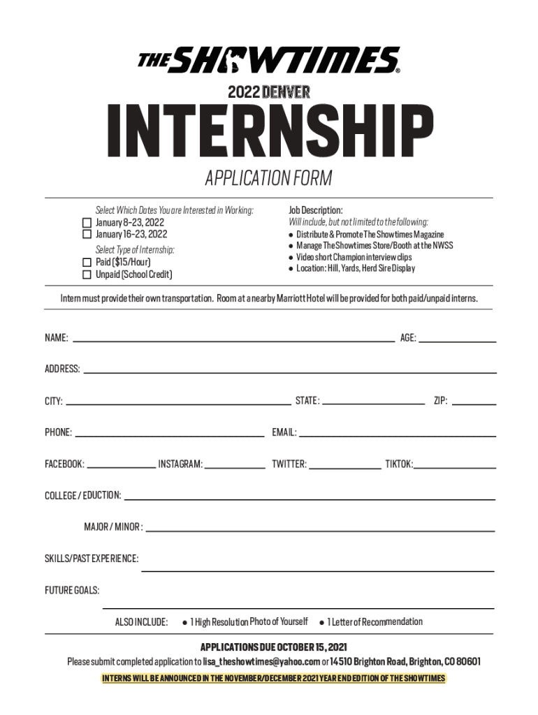 Fillable Online INTERNSHIP Fax Email Print - pdfFiller