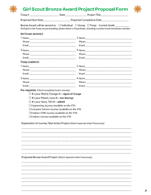 Fillable Online Fillable Online Girl Scout Bronze Award Project ...