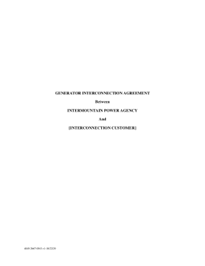 Fillable Online GENERATOR INTERCONNECTION AGREEMENT ... Fax Email Print - pdfFiller