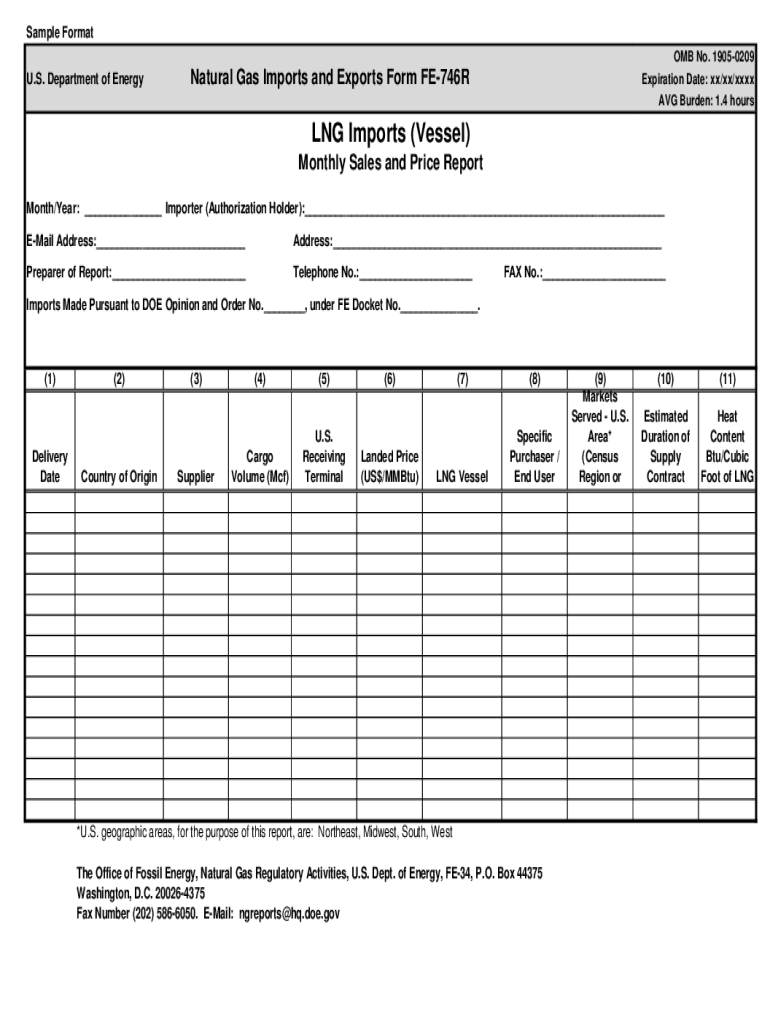 Fillable Online Updated LNG Import-Vessel Sample Format.xls Fax Email Print - pdfFiller