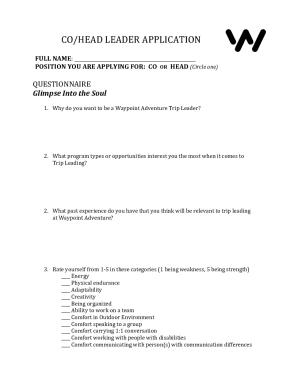 Fillable Online Co-Head Leader Application.docx Fax Email Print - pdfFiller