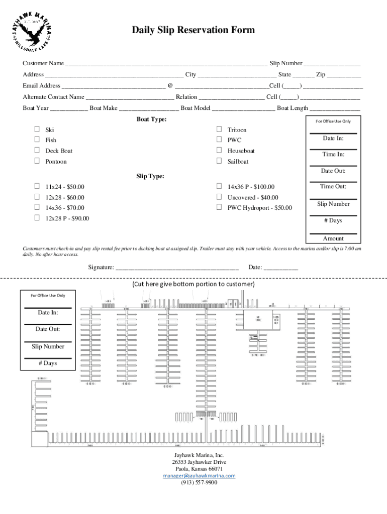 Fillable Online Daily Slip Reservation Form Fax Email Print - pdfFiller