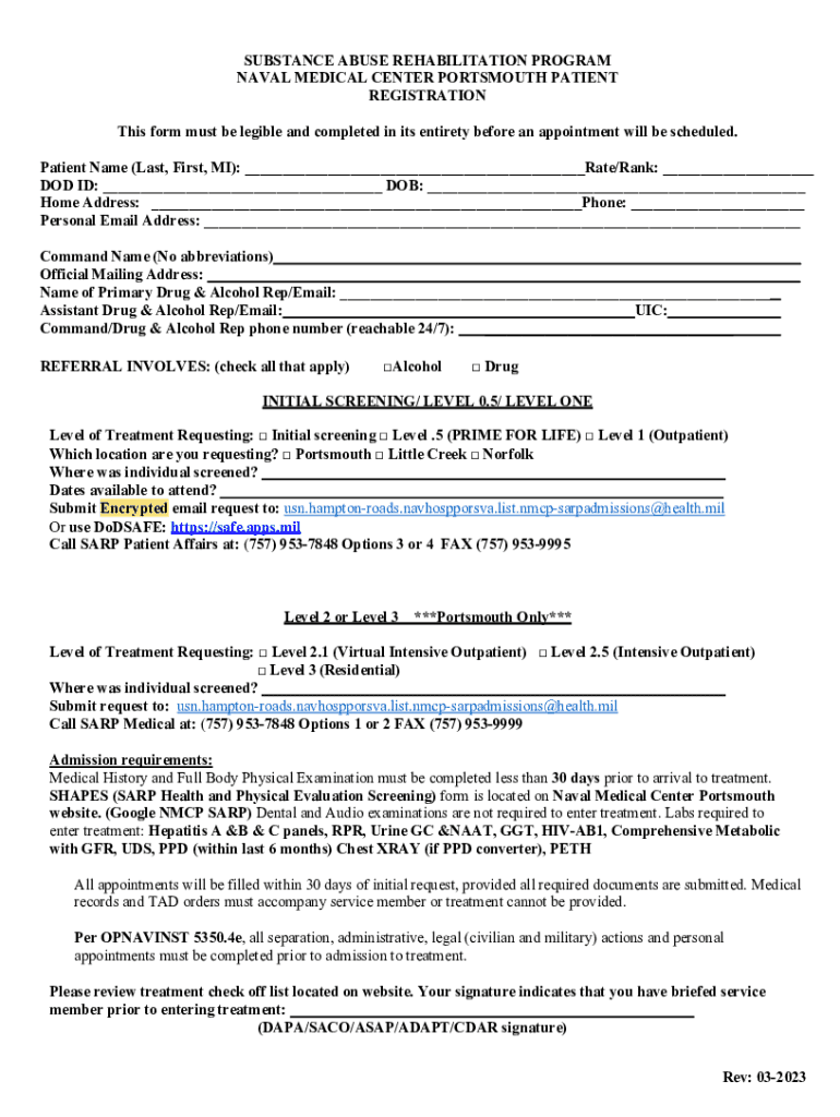 Fillable Online substance abuse rehabilitation program Fax Email Print ...