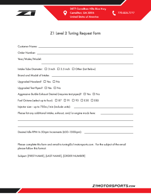 Fillable Online Z1 Level 2 Tuning Request Form Fax Email Print - pdfFiller