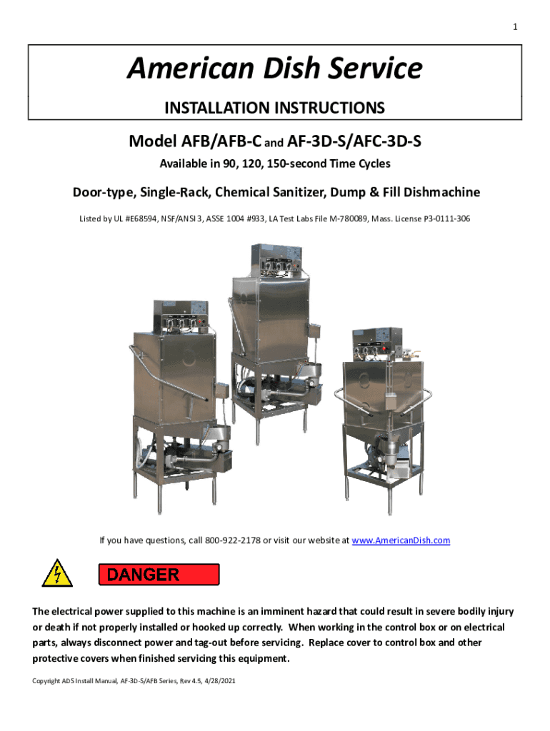 Fillable Online American Dish Service AF/AFC 3D S Single and Double ...