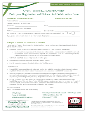 Fillable Online Project ECHO for HCV/HIV Participant Registration and ...