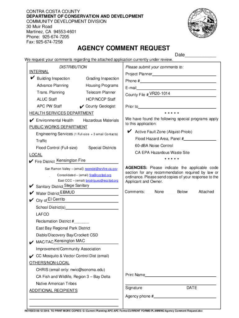 Fillable Online AGENCY COMMENT REQUEST Fax Email Print - pdfFiller