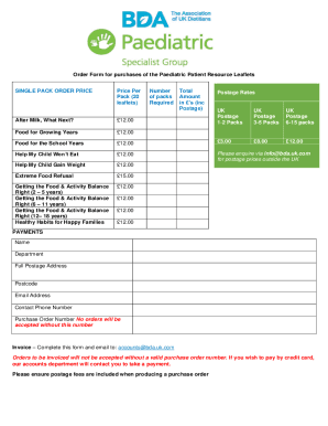 Fillable Online SINGLE PACK ORDER PRICE Price Per Pack (20 leaflets ...