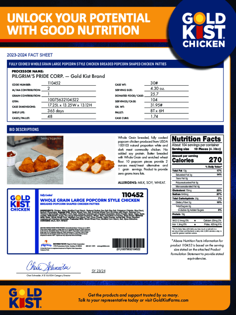 Fillable Online dpi wi Gold Kist Fully Cooked Whole Grain Large Popcorn ...