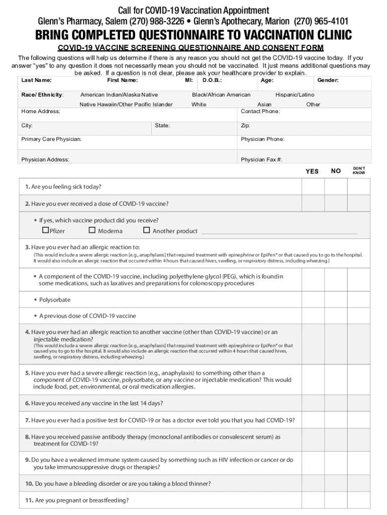Fillable Online COVID-19 Vaccination Forms - Your Community Pharmacy ...