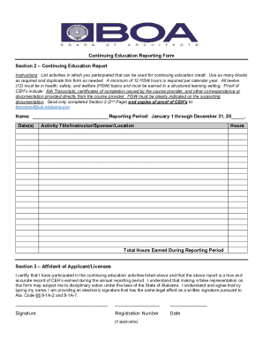 Fillable Online boa alabama Continuing Education Guidelines and ...