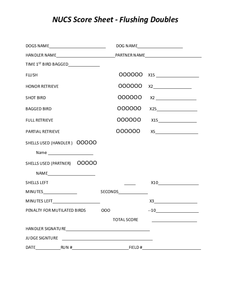 Fillable Online Flushing Doubles - NUCS Score Sheet Fax Email Print ...