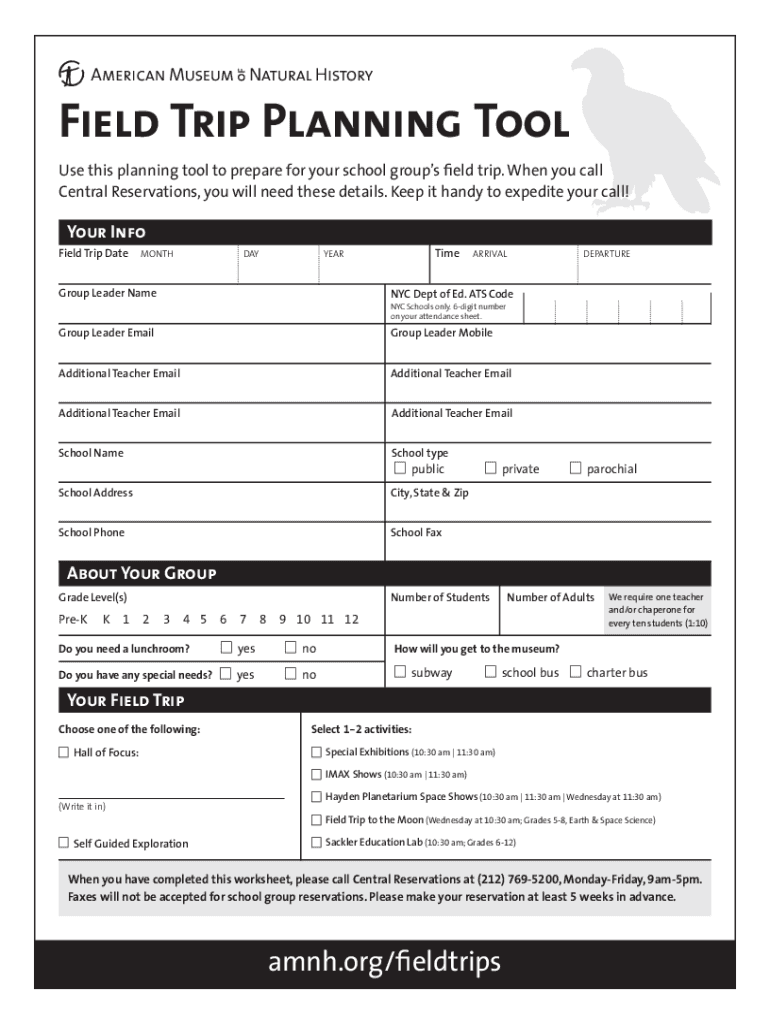 Fillable Online Field Trip Planning Tool Fax Email Print - pdfFiller