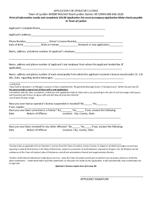 Fillable Online Application for Operator's License Fax Email Print ...