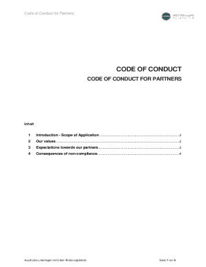Fillable Online Consequences of noncompliance with code of conduct Fax ...