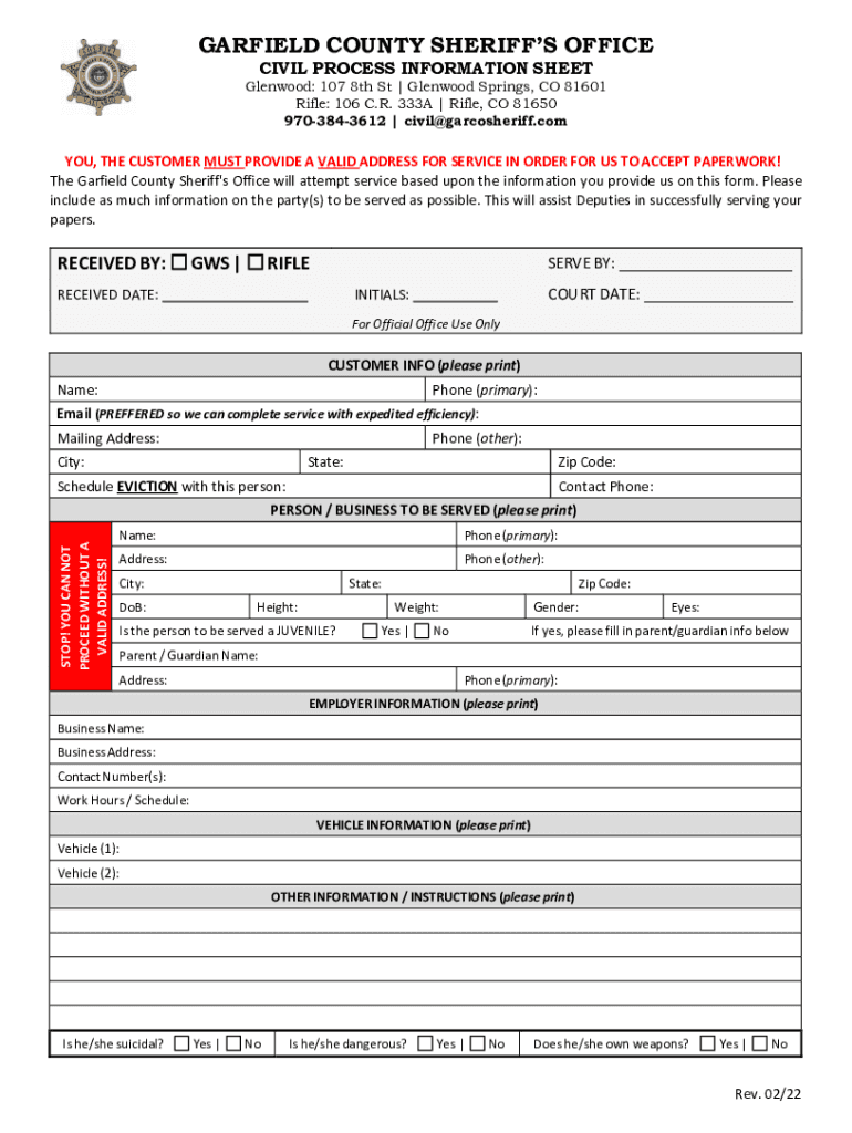 Fillable Online civil process information sheet Fax Email Print - pdfFiller