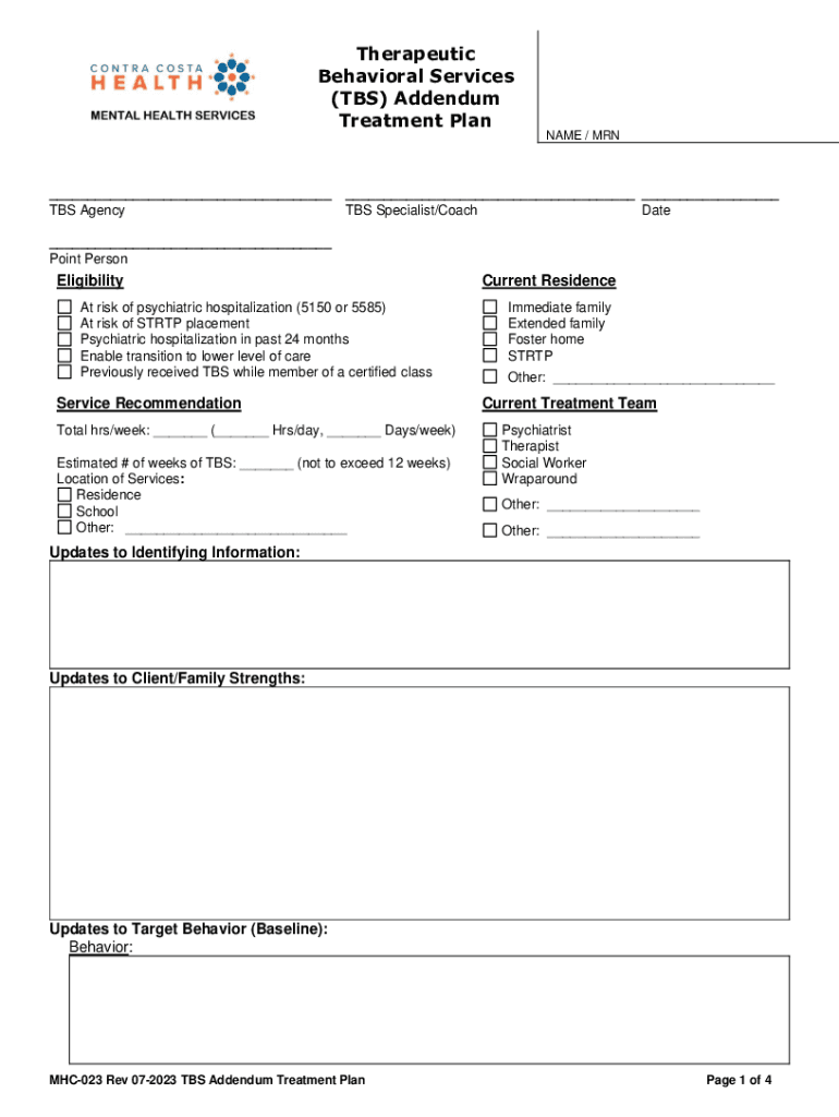 Fillable Online Therapeutic Behavioral Services (TBS) Fax Email Print ...