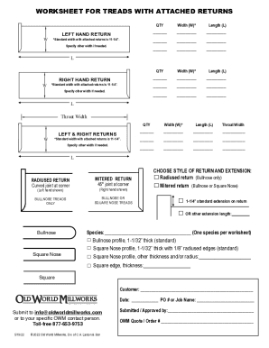 Fillable Online Attached Tread Return Worksheet Fax Email Print - pdfFiller