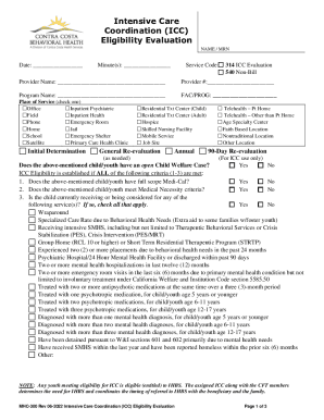 Fillable Online Intensive Care Coordination (ICC) Eligibility ...