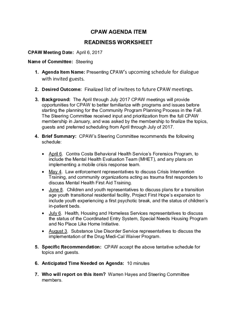 Fillable Online Presenting CPAW's upcoming schedule for dialogue Fax ...