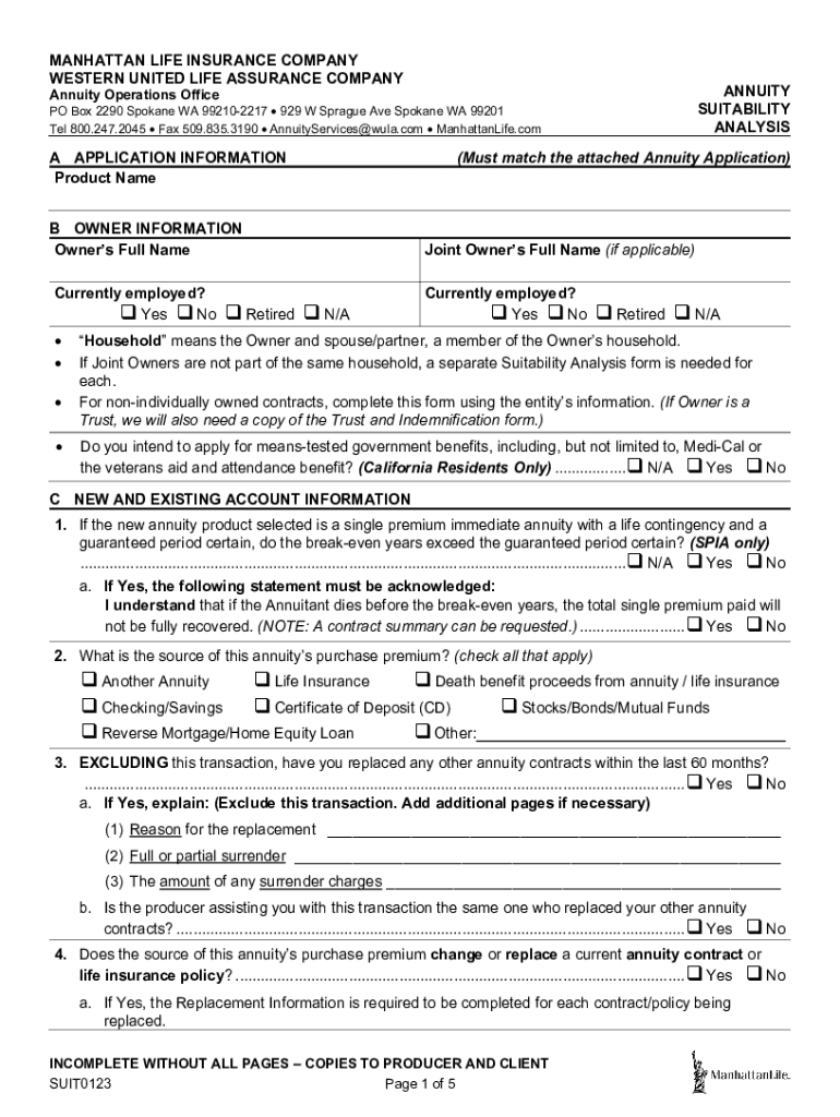 Fillable Online annuity suitability analysis Fax Email Print - pdfFiller