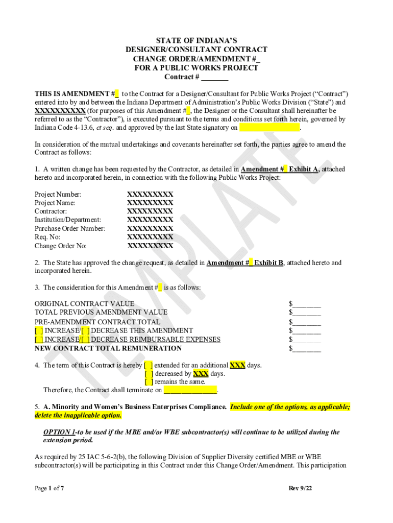 Fillable Online SOP for Construction Contract Change Orders and Claims ...