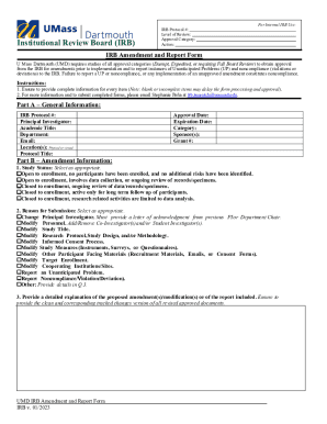 Fillable Online IRB Amendment Form v01.03 Fax Email Print - pdfFiller